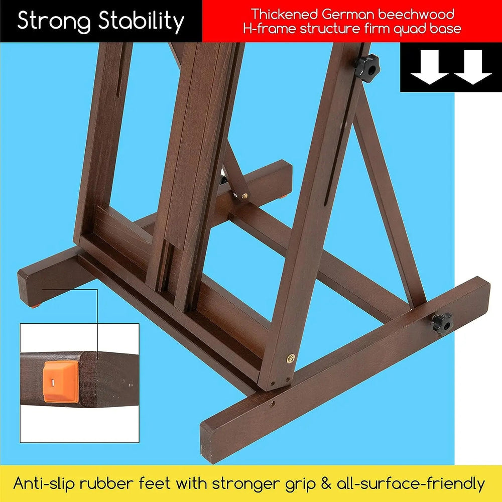 MEEDEN Classic Heavy Duty H-Frame Artist Easel-Walnut-DW01