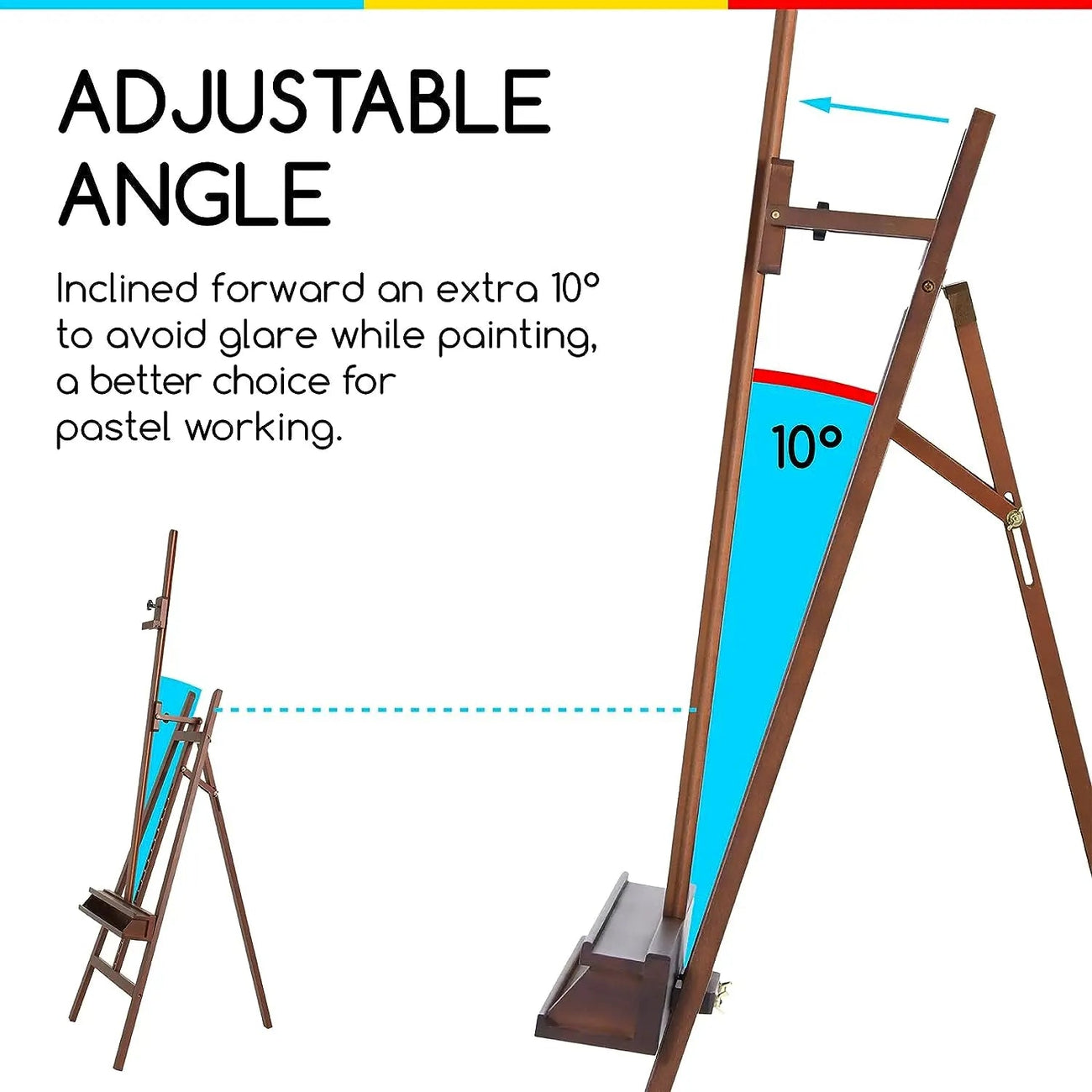 MEEDEN Artist Large A-Frame Adjustable Easel Stand Light Walnut