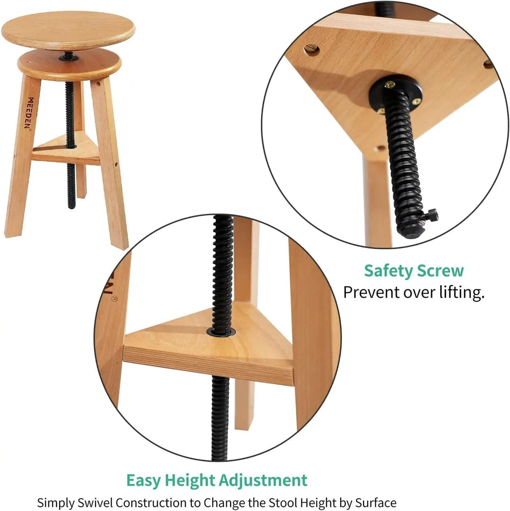 MEEDEN Wooden Drafting Stool with Adjustable Height - Solid Beechwood